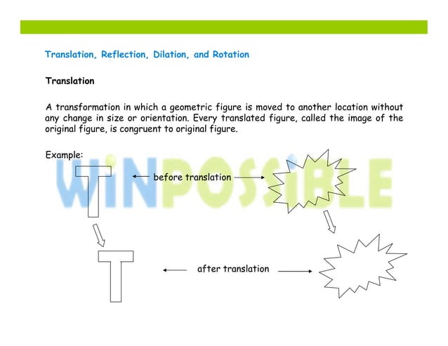 Translation, Dilation, Rotation, ReflectionTutorials Online | PPT
