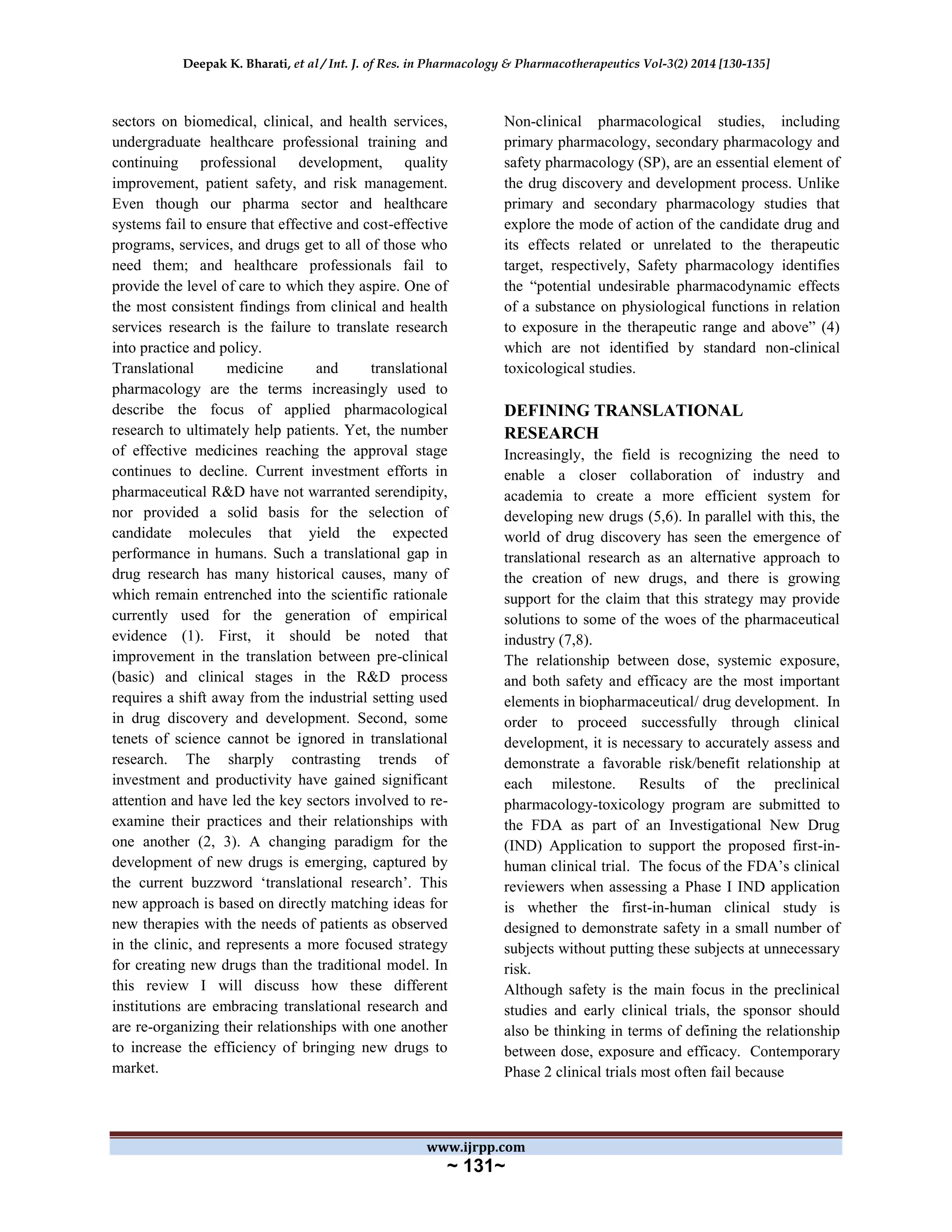 Translational pharmacology new approach of drug discovery | PDF