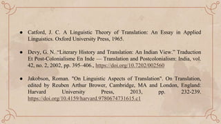 “Translation and Literary History an Indian View - Ganesh Devy | PPTX