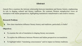 “Translation and Literary History_ An Indian View” Ganesh Devy | PDF