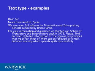 translation_and_text_types by Warwik university | PPT