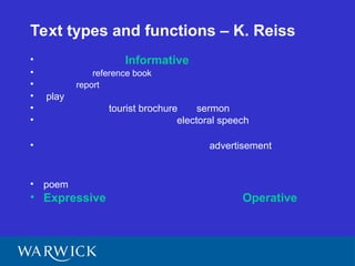 translation_and_text_types by Warwik university | PPT