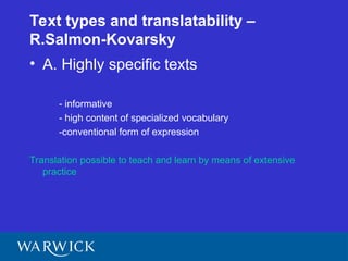 translation_and_text_types by Warwik university | PPT