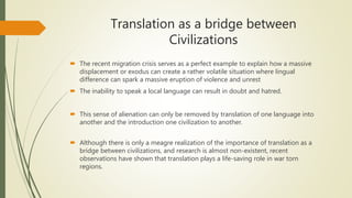 Translation as a bridge between civilizations | PPTX
