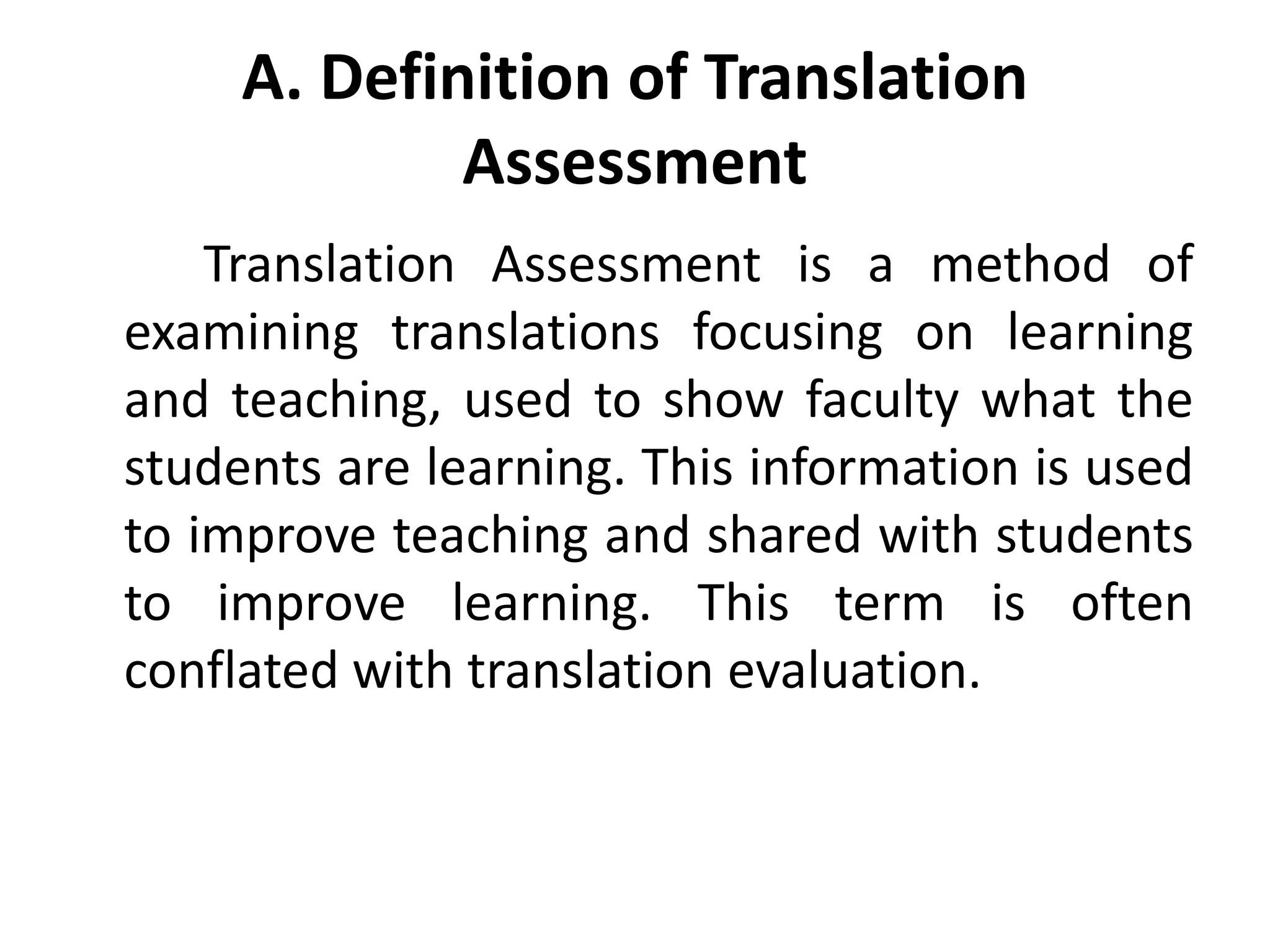 Translation assessment | PPTX