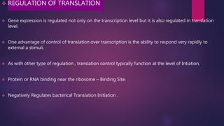 Translation in prokaryotes and eukaryotes | PPTX
