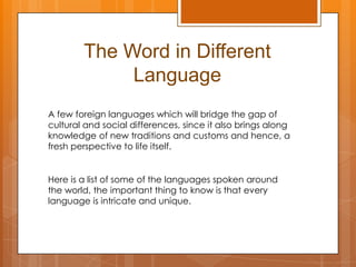 The Word in Different Language | PPT