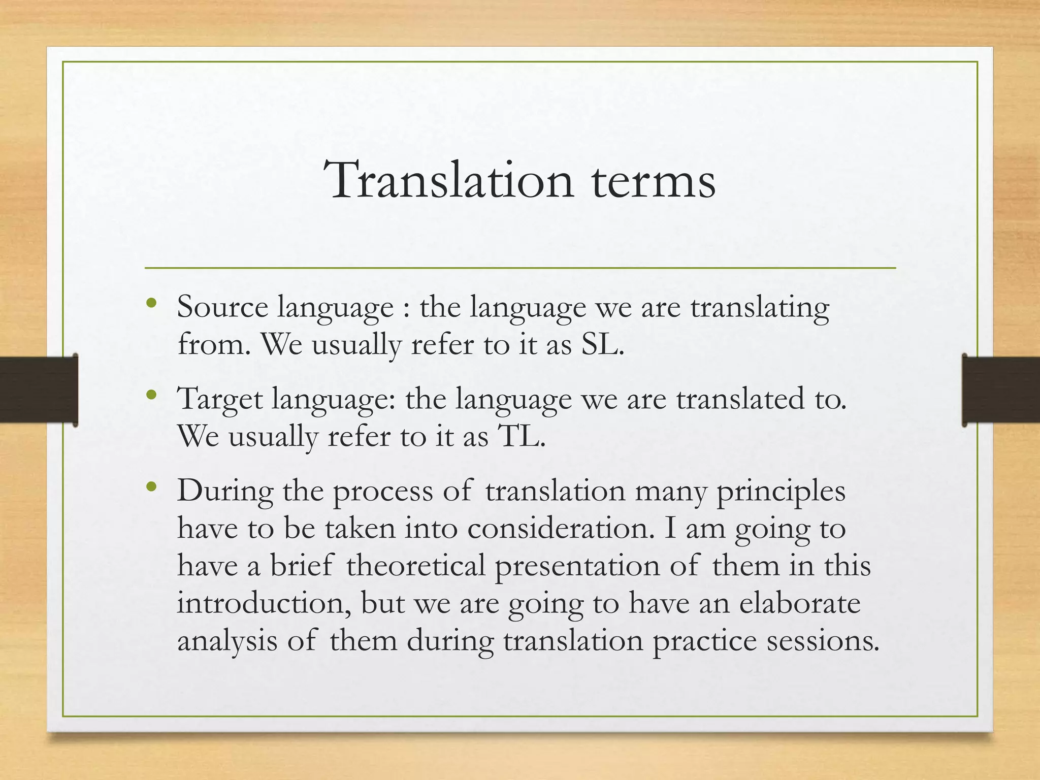 Translation in brief | PPTX