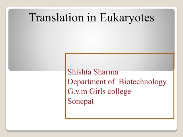 Translation in eukaryotes | PPT