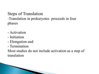 Translation in prokaryotes | PPTX