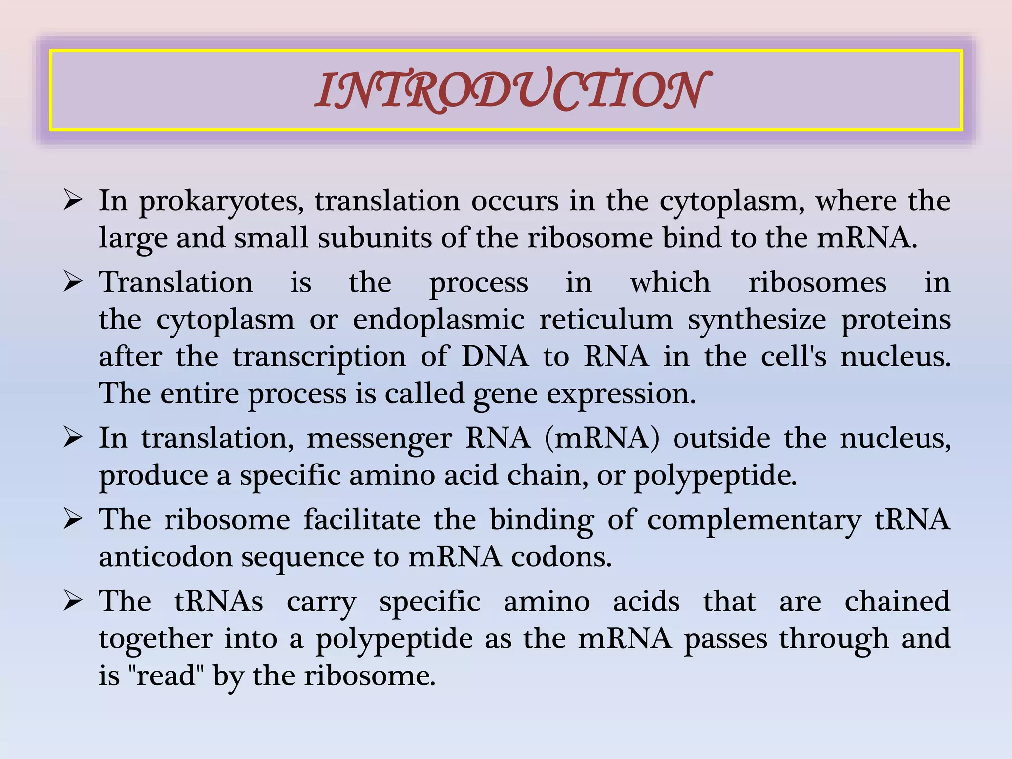 Translation in prokaryotes | PPTX