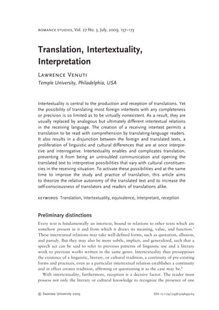 Translation, intertextuality,interpretation | PDF
