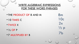 Translating Verbal statements to mathematical statements | PPTX