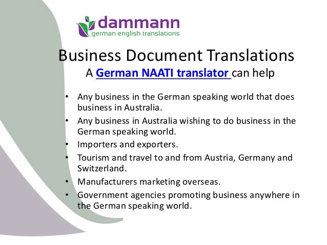 Business Document Translations | DAMMANN German-English Translations