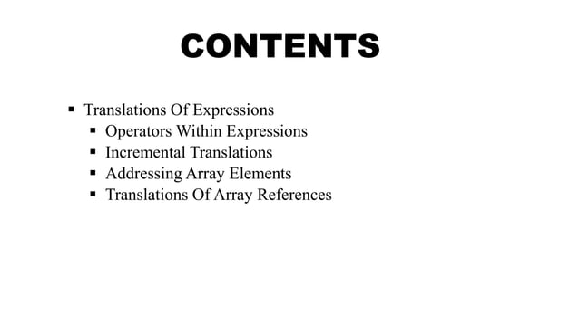 Translation of expression(copmiler construction) | PPT