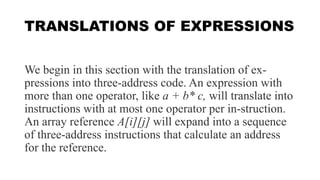Translation of expression(copmiler construction) | PPT