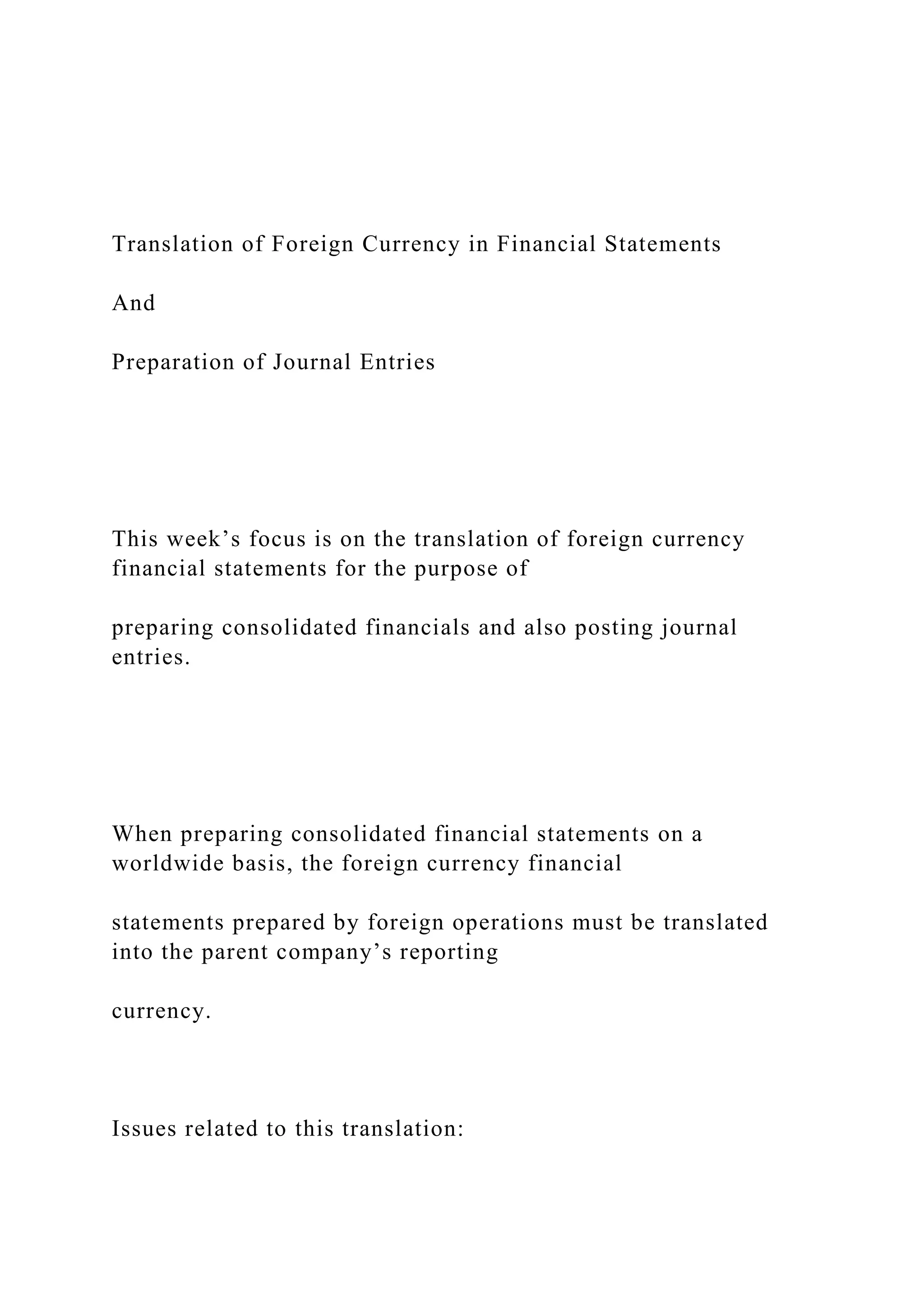 Translation of Foreign Currency in Financial Statements An.docx