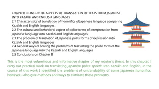 TRANSLATION OF HONORIFIC OF JAPANESE LANGUAGE INTO KAZAKH AND ENGLISH ...