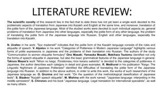 TRANSLATION OF HONORIFIC OF JAPANESE LANGUAGE INTO KAZAKH AND ENGLISH ...