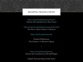 A Bibliographic Overview of English-Language Opera Translation | PDF