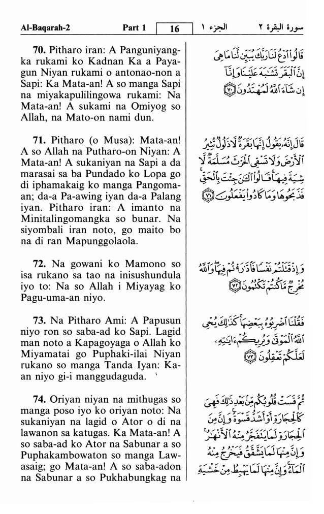 Translation of the meaning of the holy quran in filipino | PDF