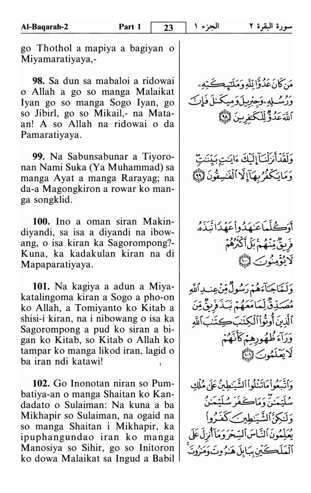 Translation of The Meanings of The Noble Quran in The Filipino Language ...