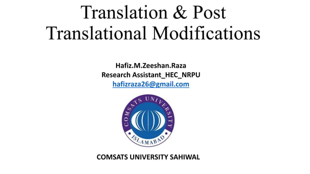 Translation & Post Translational Modifications | PPTX | Programming ...