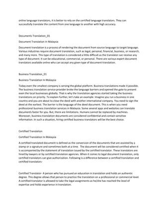 Translation services in malaysia | PDF