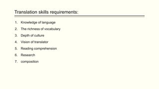 translation skills ( types of translation) | PPTX