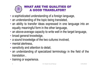 Translation Skills, by Dr. Shadia Y, Banjar | PPT
