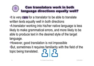 Translation Skills, by Dr. Shadia Y, Banjar | PPT