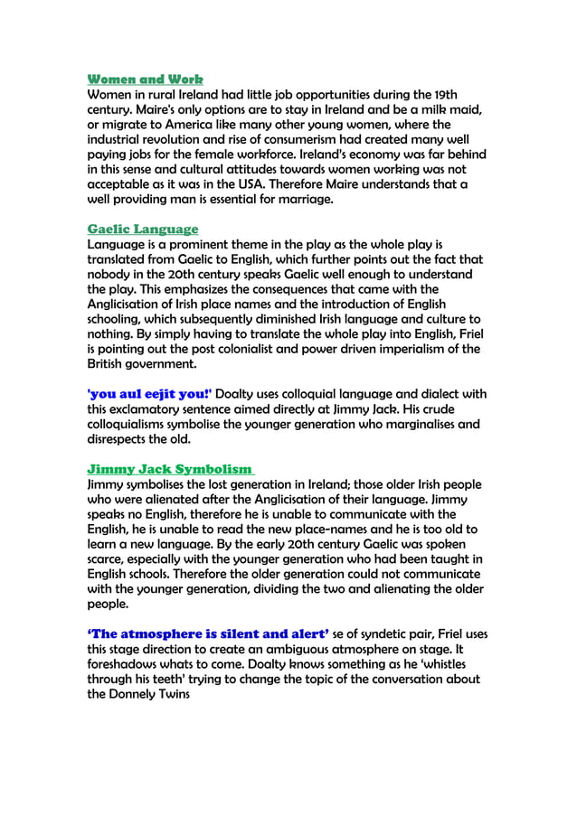 Translations Brian Friel Quotes, Themes and Analysis by T. Scarsbrook ...