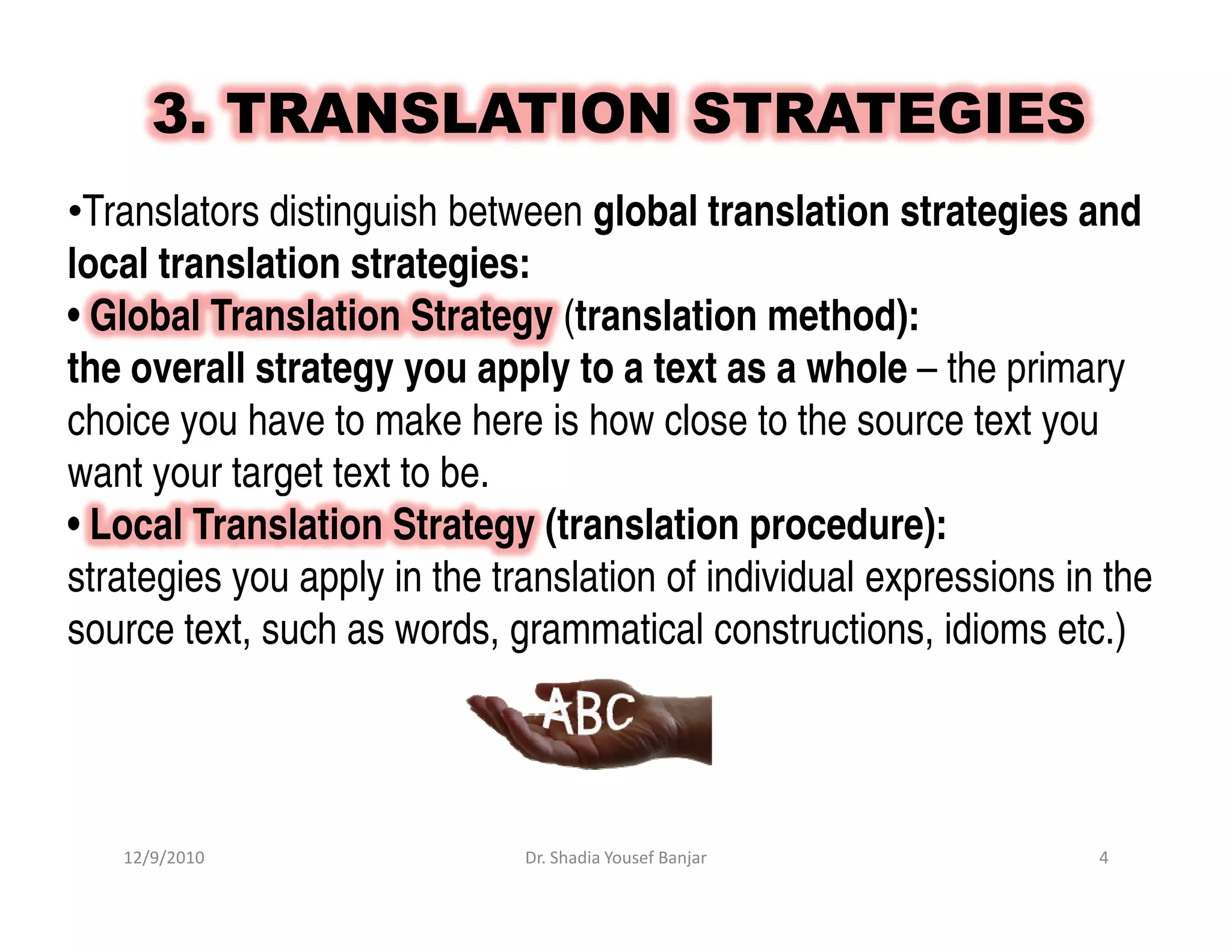 Translation Strategies, by Dr. Shadia Y. Banjar | PDF