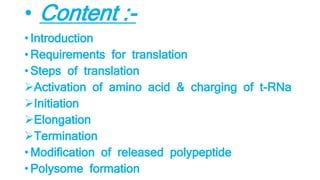 Translation ( synthesis of proteins ) | PPTX
