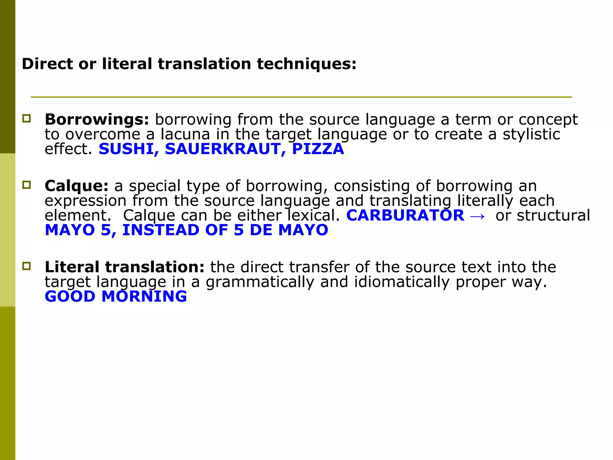 Translation techniques presentation | PPT