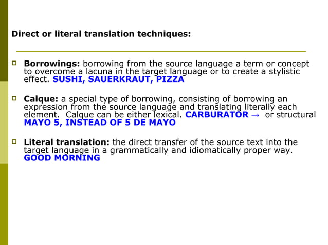 Translation techniques presentation | PPT