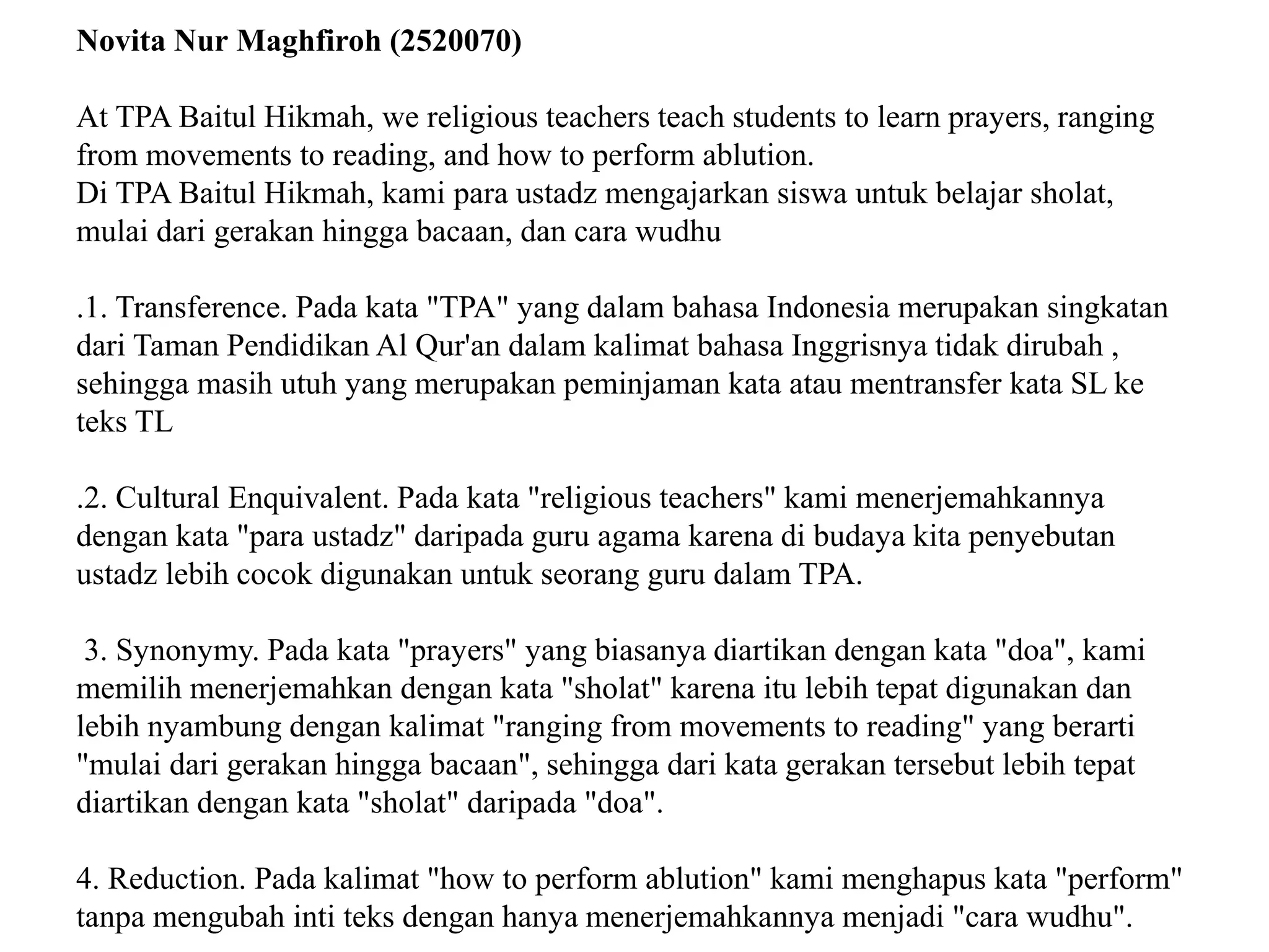 TRANSLATION TEXT PROCEDURES | PPTX