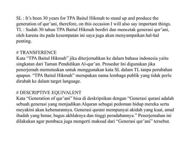 TRANSLATION TEXT PROCEDURES | PPTX