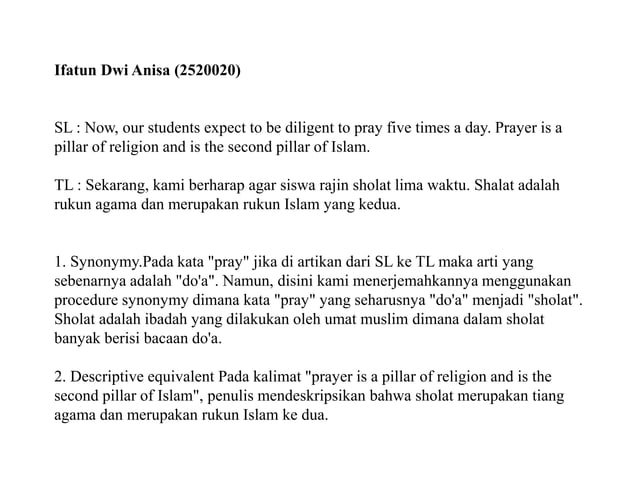 TRANSLATION TEXT PROCEDURES | PPTX