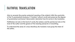 translation, types and methods; translation Studies | PPTX