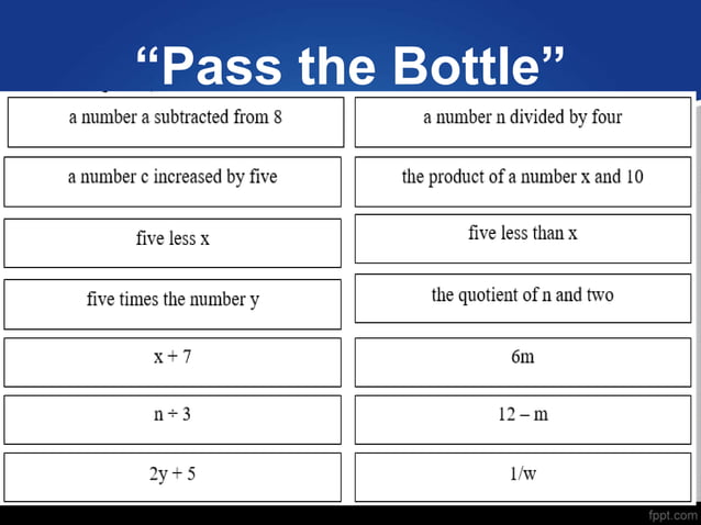 Translationverbalphrasemathematicalphrase lacdemo | PPT