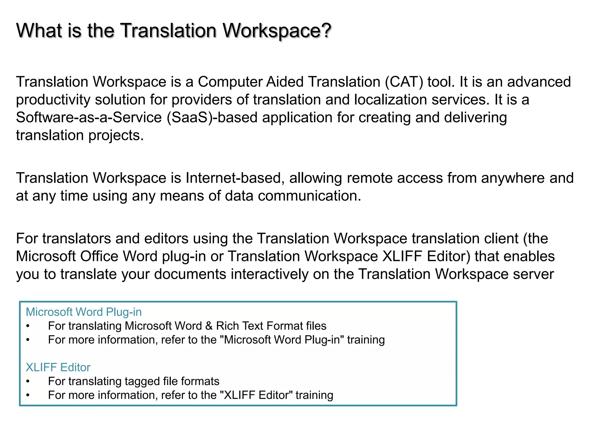 Translation Workspace | PPTX