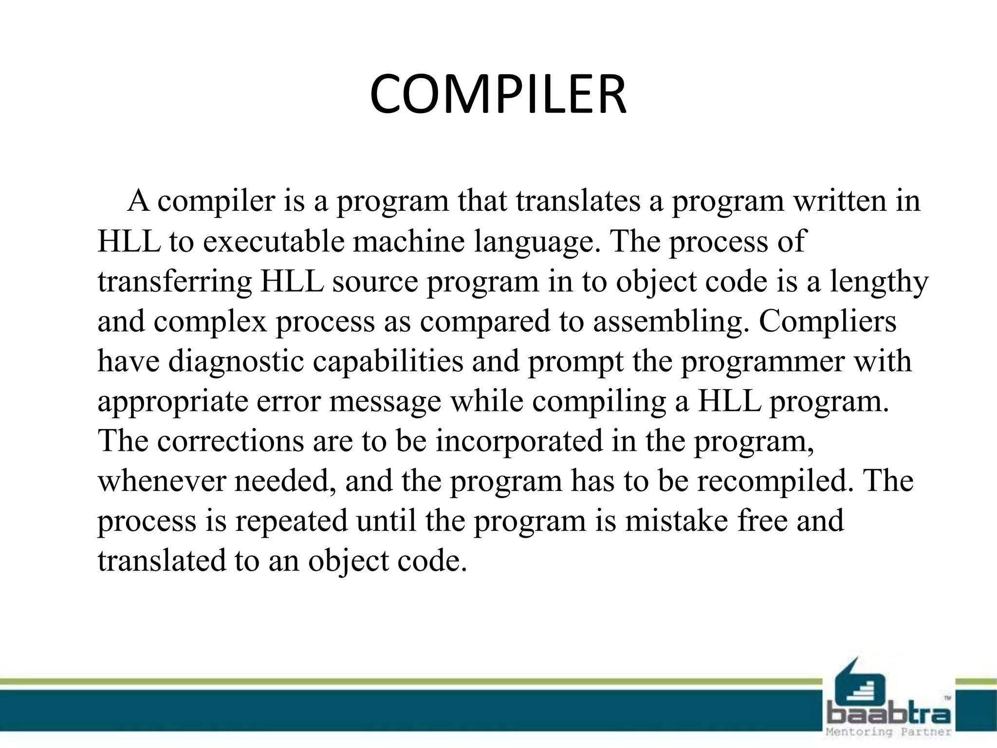 Translators(Compiler, Assembler) and interpreter | PPTX