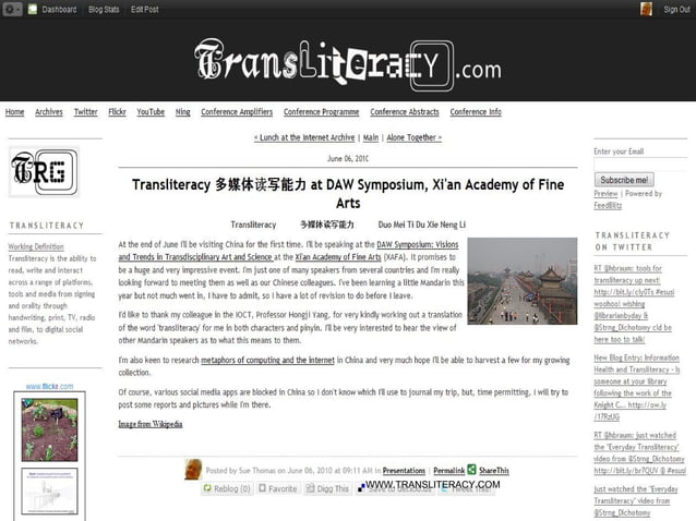 Transliteracy Sue Thomas Xi'an (English) | PPT