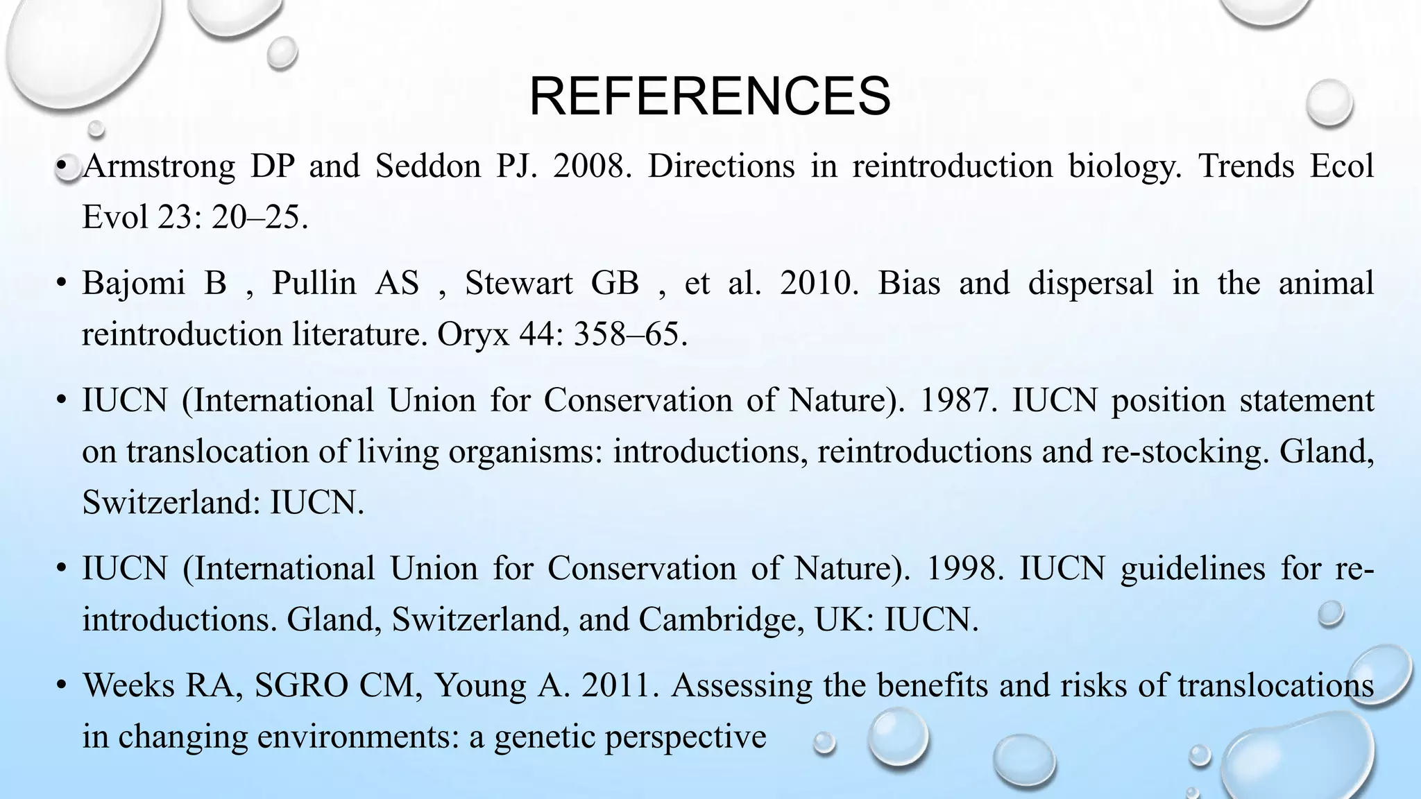 RISK AND BENEFITS OF WILDLIFE TRANSLOCATION | PPTX