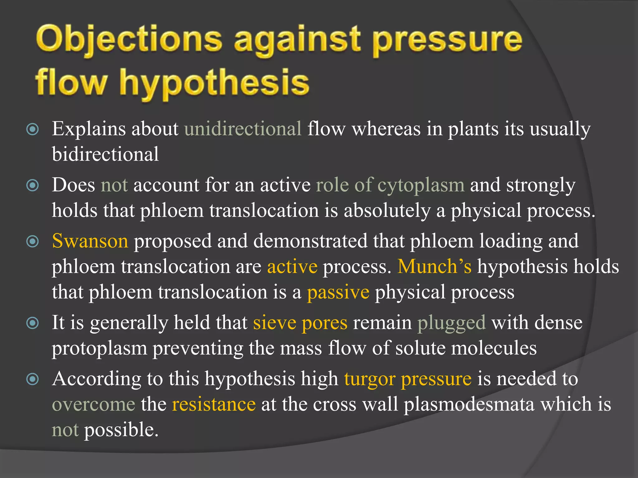 Translocation of Solutes and Mass flow hypothesis | PPTX