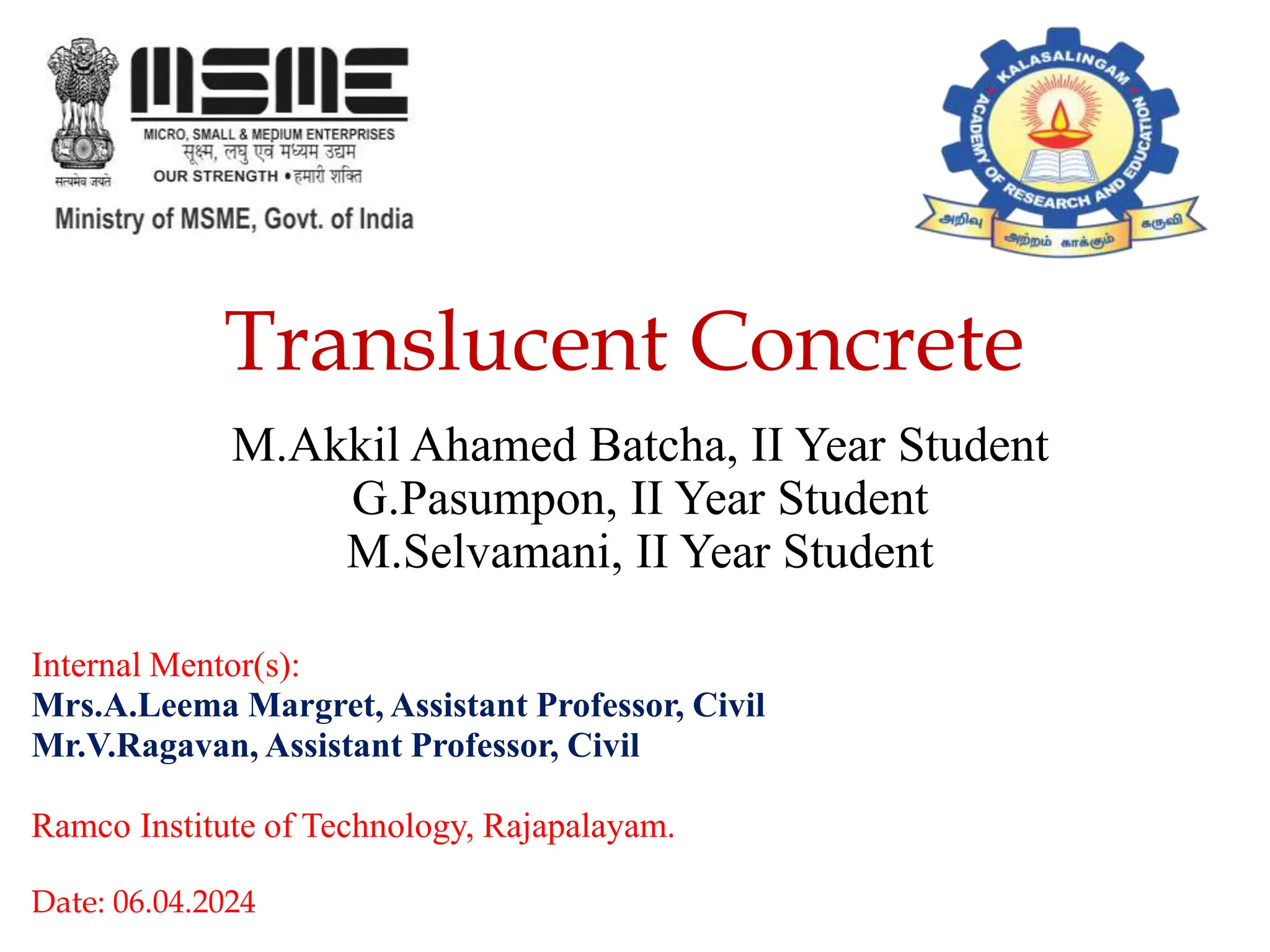 Translucent Concrete structure presentation | PPT