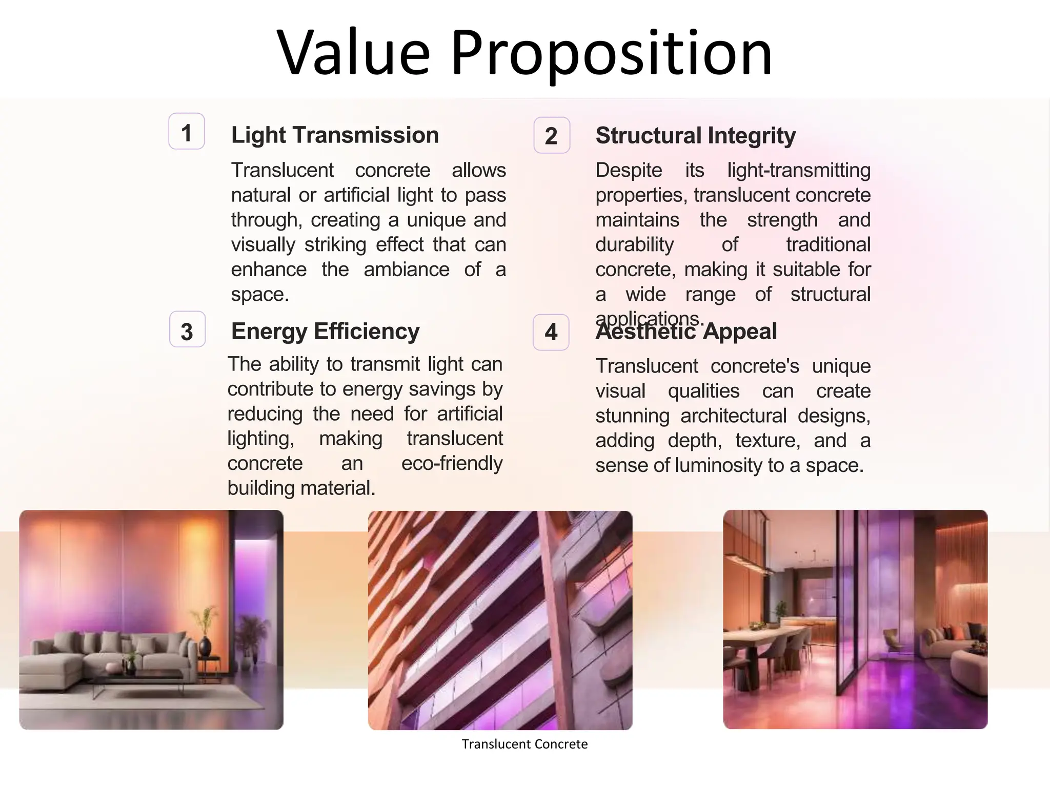 Translucent Concrete structure presentation | PPT