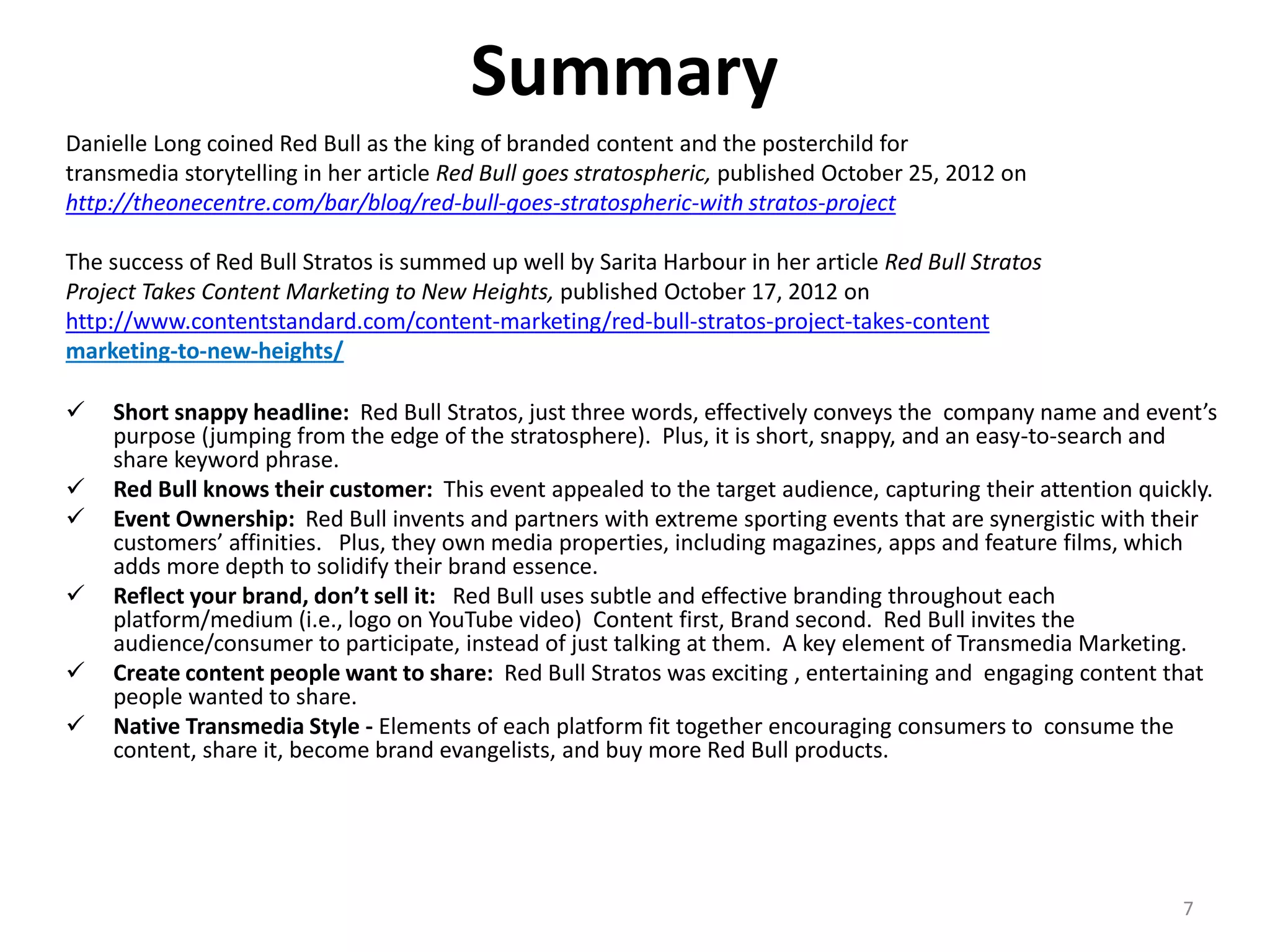 By Corinne Blair - Case Study: Red Bull Stratos - Transmedia Marketing Through Storytelling. UCI ...