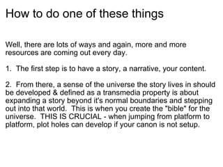 Transmedia storytelling - some basics | PPT